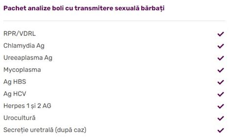 Pachet analize boli cu transmitere sexuală bărbați EVA Medical