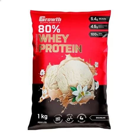 Whey Concentrado 80 Whey Protein Growth Supplements Sabor Baunilha
