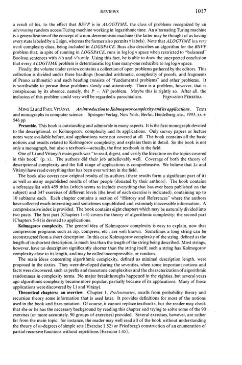 Ming Li And Paul Vitányi An Introduction To Kolmogorov Complexity And Its Applications Texts