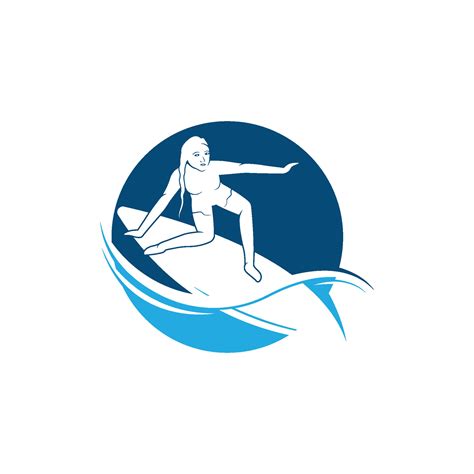 Surfing With Water Wave Logo Vector Template Illustration Symbol