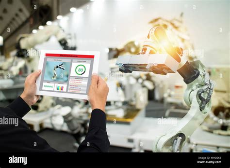 Iot Industry 40 Conceptindustrial Engineer Using Software Augmented Virtual Reality In