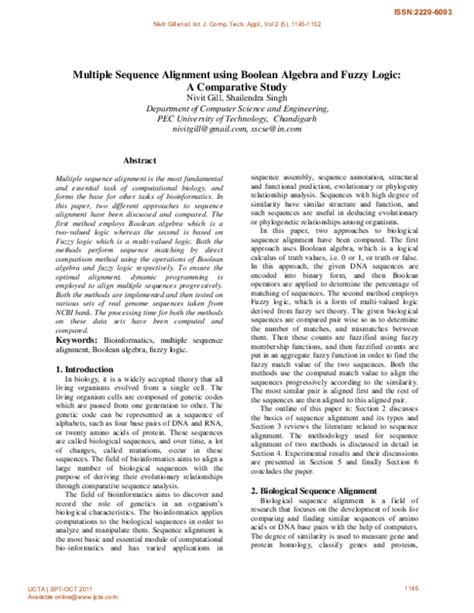 pdf multiple sequence alignment using boolean algebra and fuzzy logic