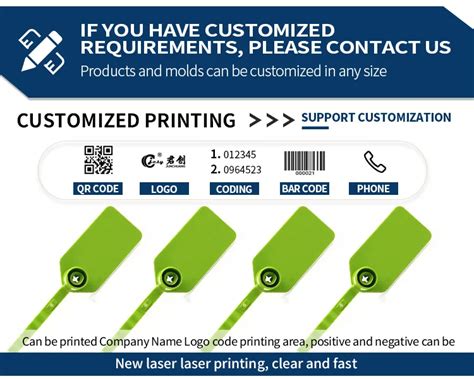 Jcps301 300mm Length Qr Code Plastic Seal Security Plastic Seal Tags For Bags Plastic Seal For
