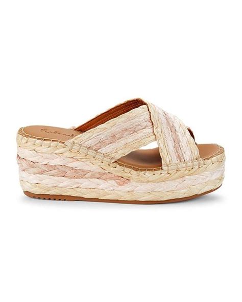 Splendid Luna Crossover Raffia Platform Sandals In Pink Lyst