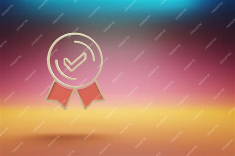 Premium Photo Beautiful Golden Check Mark Badge Symbol On Multicolor