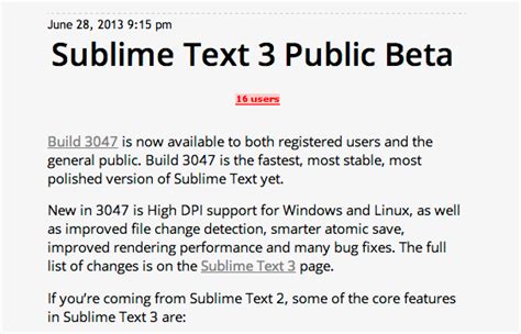 Sublime Text Public Beta公開 ソフトアンテナ