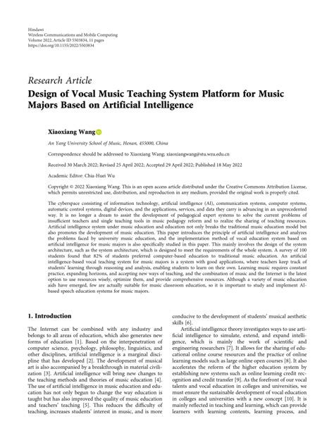 Pdf Design Of Vocal Music Teaching System Platform For Music Majors Based On Artificial
