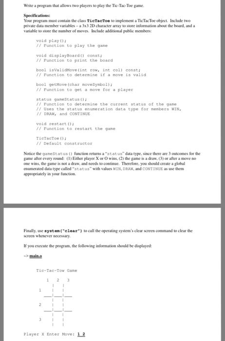 solved write a program that allows two players to play the