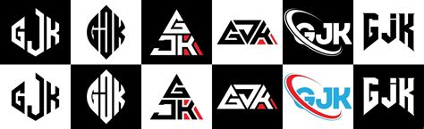 Gjk Letter Logo Design In Six Style Gjk Polygon Circle Triangle