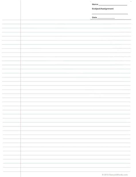 Printable Assignment Paper