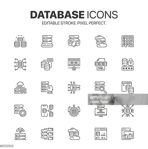 Database Icon Set Line Sql Icon Pack System Access Server Backup And