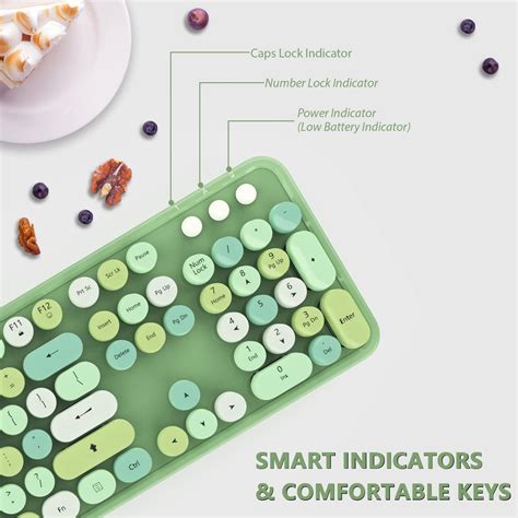 Buy Wireless Keyboard And Mouse Combo Cute Colorful 104 Key Typewriter Retro Round Keycaps