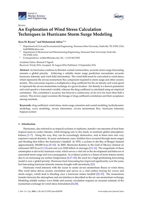 An Exploration Of Wind Stress Calculation Techniques In Hurricane Storm Surge Modeling Docslib