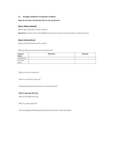Properties Of Water Bio Studocu