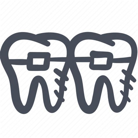 Braces Care Dental Doodle Orthodontic Straight Teeth Icon