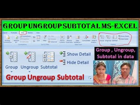 Group Ungroup Subtotal In MS Excel Group Subtotal In DATA Tab Excel Use Of Group Ungroup