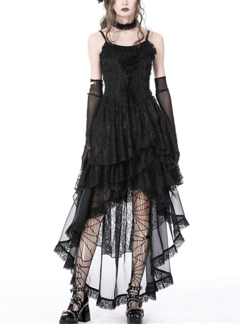 Sexy Backless Rope Front Black Skull Print Gothic Slip Dress Magic