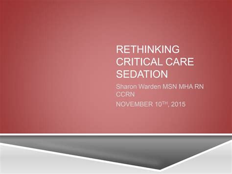 Sedatives And Analgesics In Icu