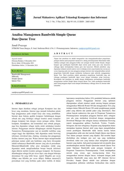 analisa manajemen bandwith simple queue dan queue tree