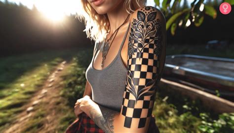 Checkered Flag Shoulder Tattoo