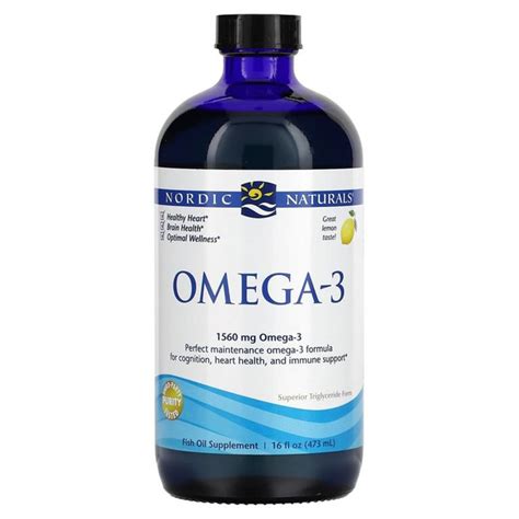 Nordic Naturals, Омега-3, Omega-3 с лимонным вкусом, 1560 мг, 473 мл ...