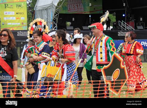 Costumed Performers Parade Barrio Fiesta Sa London 2016 16th And 17th