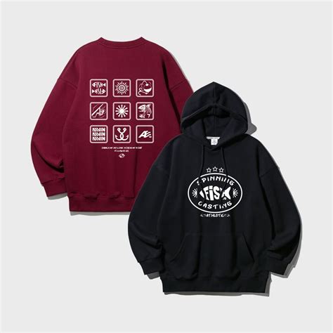 2pack 앨빈클로 피쉬 엠블럼 라인업 포인트 오버핏 후드티맨투맨 2종 패키지 감도 깊은 취향 셀렉트샵 29cm