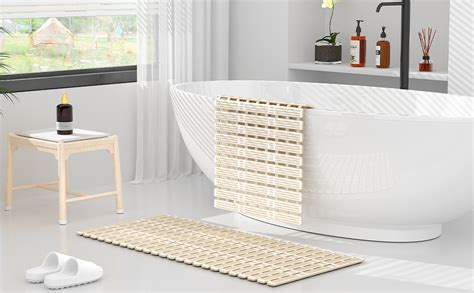 Xiyunte Shower Mat Non Slip Anti Mould 90x40cm Rubber Bathtub Mats