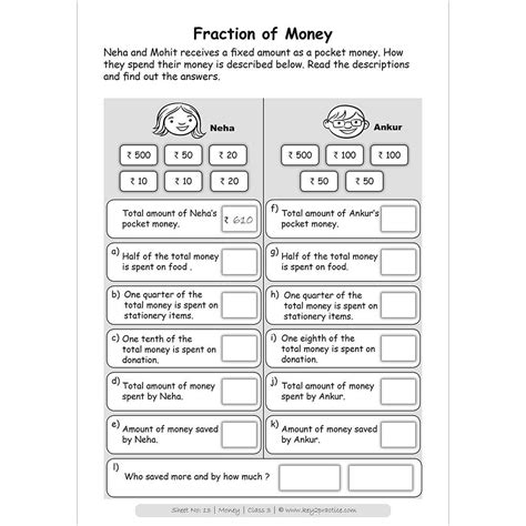 Free Math Worksheets Third Grade 3 Counting Money