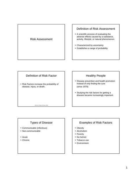 Pdf Definition Of Risk Assessment Risk Assessment · 1 Risk