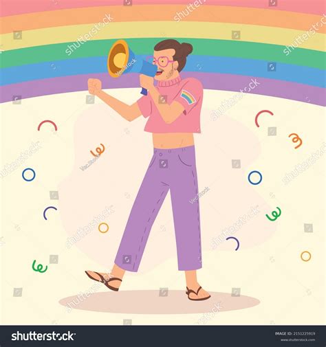 Lgbtq Person Illustration Megaphone Stock Vector Royalty Free