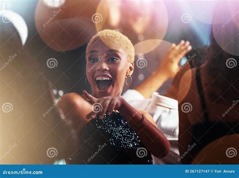 Dance Night And Disco With Black Woman At Party For Club Celebration