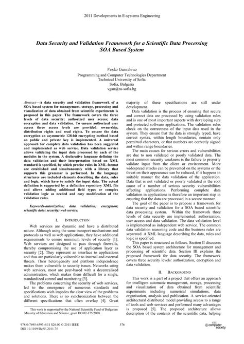 Pdf Data Security And Validation Framework For A Scientific Data Processing Soa Based System