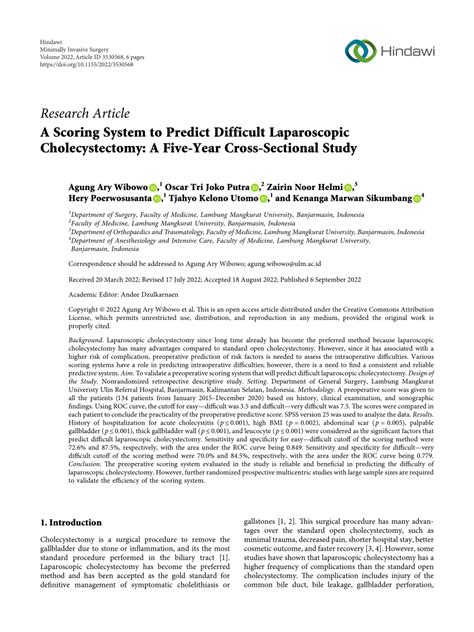 Pdf A Scoring System To Predict Difficult Laparoscopic Cholecystectomy A Five Year Cross