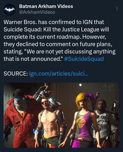 Warner Bros Has Confirmed To Ign That Suicide Squad Kill The Justice