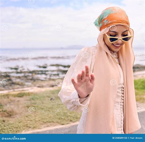 Beautiful Young Arab Woman Posing Outdoors In A Headscarf Attractive