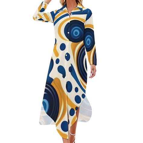 Seamless Swrile Pattern Long Sleeved Shirt Dress Dresses Summer Woman