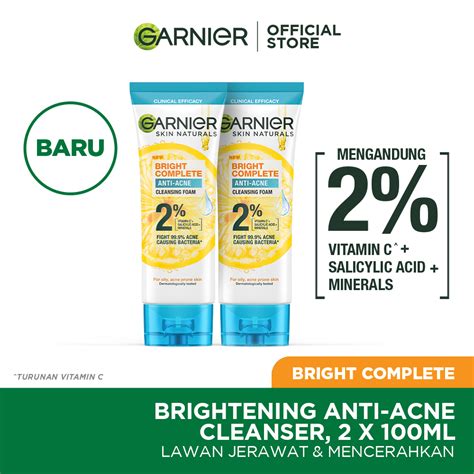 Jual Garnier Bright Complete Anti Acne 3in1 Foam 100ml Twinpack