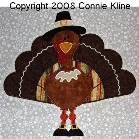Thanksgiving Turkey Applique Machine Embroidery Design Large 2 Hoopings