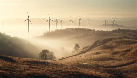 Premium Ai Image Wind Turbines Turning In A Row Generate Sustainable Power Supply Generated By