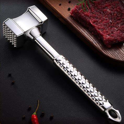 Meat Mallet Sturdy Multifunctional Stainless Steel Double Sided Loose