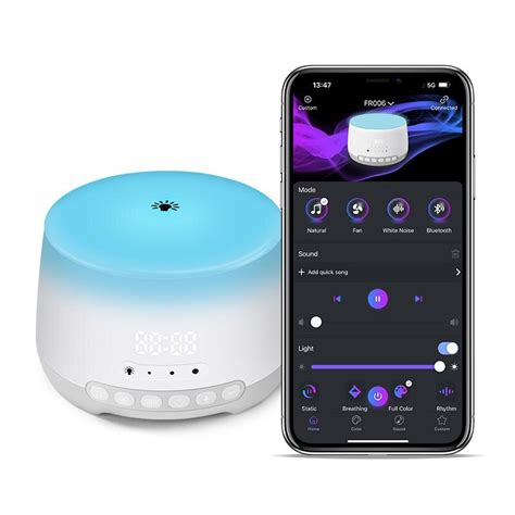 White Noise Sleep Aid Machine With Bluetooth Speaker App Mobile Phone