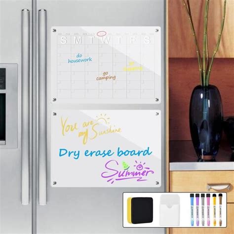 2 Pièces Calendrier Magnetique Frigo Transparent 40 x 30 cm Weekly