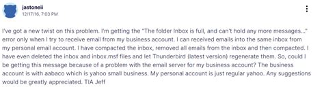 Thunderbird Inbox Is Full And Cannot Hold More Messages Fix Error
