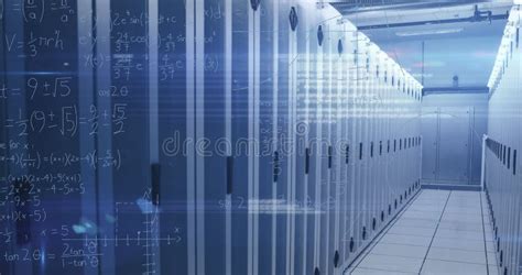 Animation Of Mathematical Equations With Symbols And Codes Over Server Room Stock Video Video