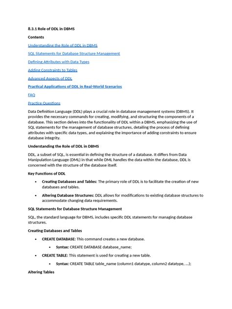 Cie A Level Computer Science Notes 831 Role Of Ddl In Dbms Pdf