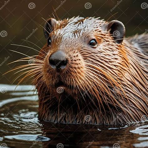 Beautiful Realistic Close Up Beaver Head Stock Illustration