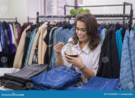 Happy Fat Woman Fooling Around And Pretending To Eat A Pearl Necklace