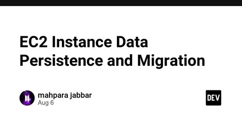 Ec2 Instance Data Persistence And Migration Dev Community