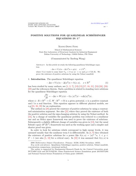 Pdf Positive Solutions For Quasilinear Schrödinger Equations In Mathbb R N